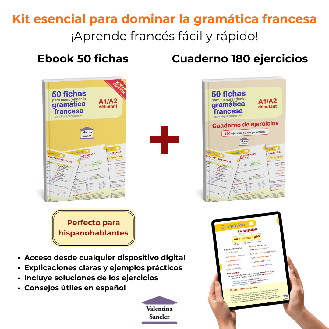 Kit esencial para dominar la gramática francesa: 50 Fichas + Cuader...