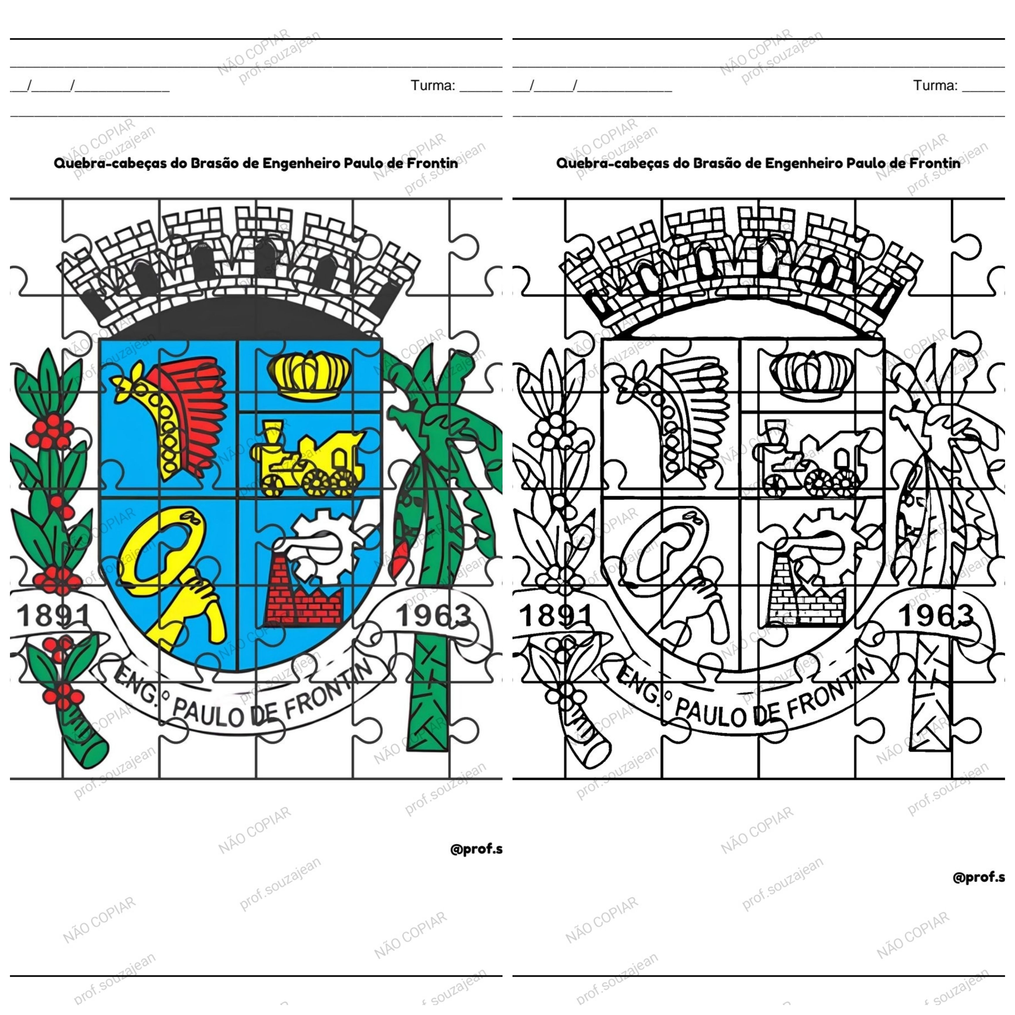 Quebra-cabeças 36 peças Brasão de Eng. Paulo de Frontin - Jean Andr...