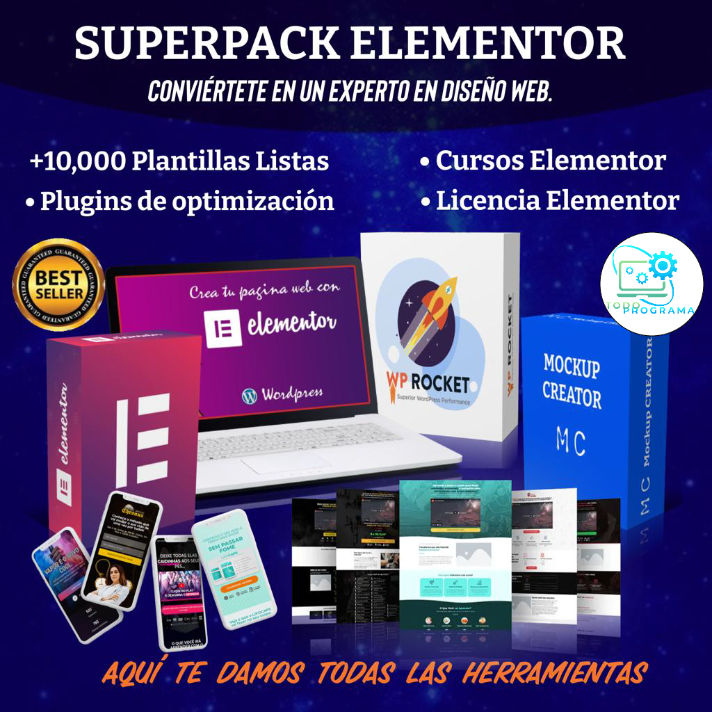 Pack de paginas web en Elementor 100% Editables + 10.000 Templates ...