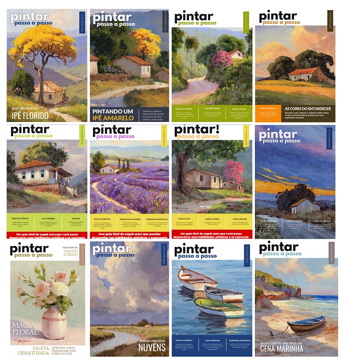 Kit Revistas Pintar Passo a Passo PDF Números 1 ao 12 - MARIO SERGI...