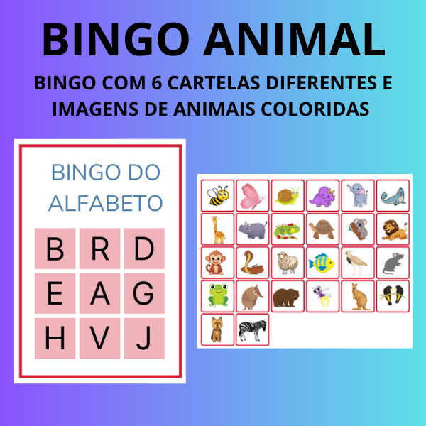Bingo ABC dos Animais - Planejamento da Profe