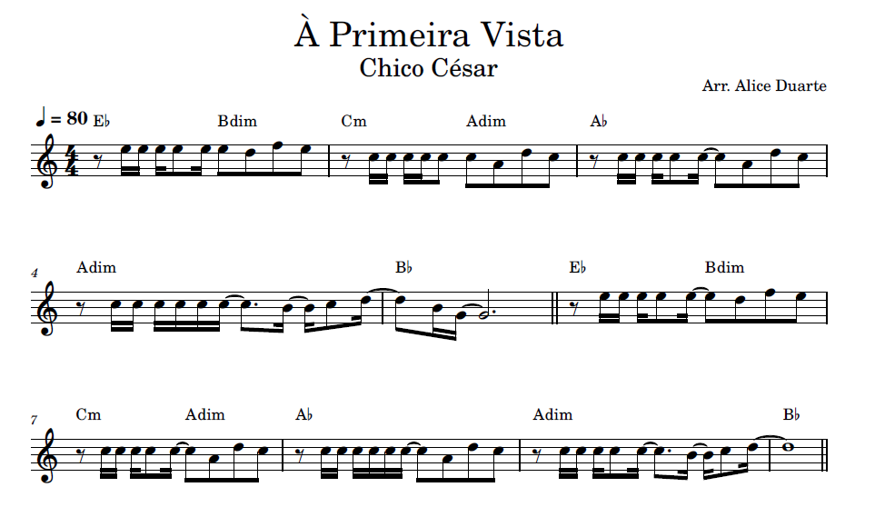 À Primeira Vista (Chico César) - Partitura para instrumentos em mi bemol