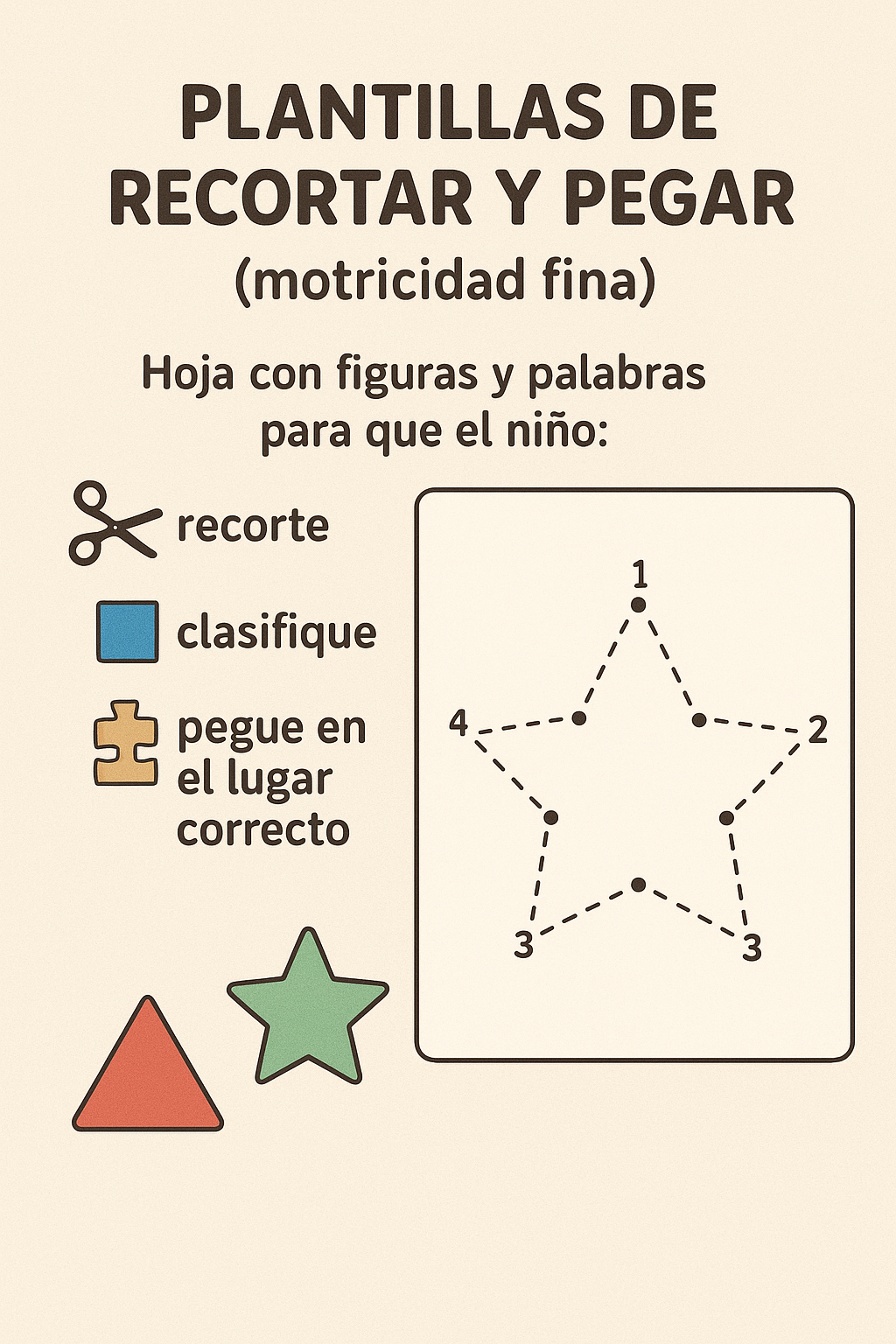 Plantillas de Recortar y Pegar (Motricidad Fina) - Shadya Ossais