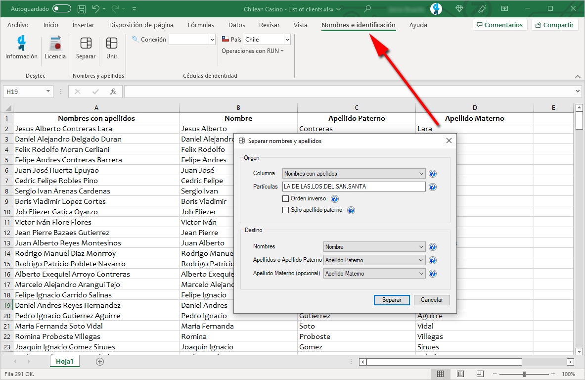 Complemento de Excel: separar nombres y apellidos - validar y formatear ...
