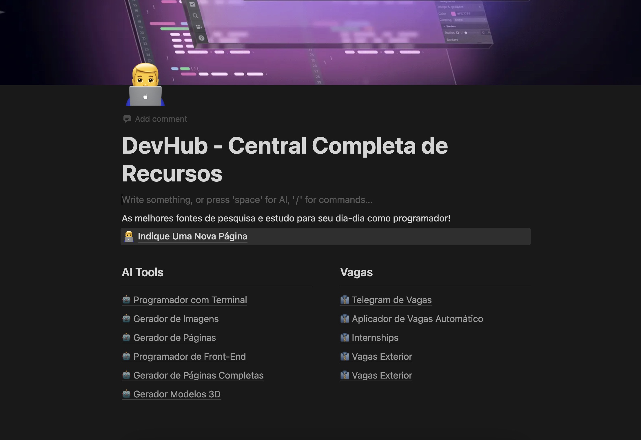 DevHub: Sua Central Completa de Recursos para Programação e Vida