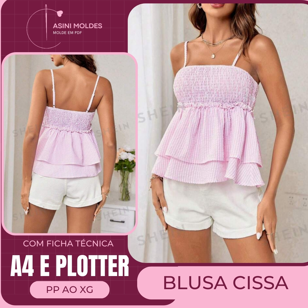 BLUSA CISSA - Molde em PDF - CASINI - MOLDES EM PDF | Hotmart