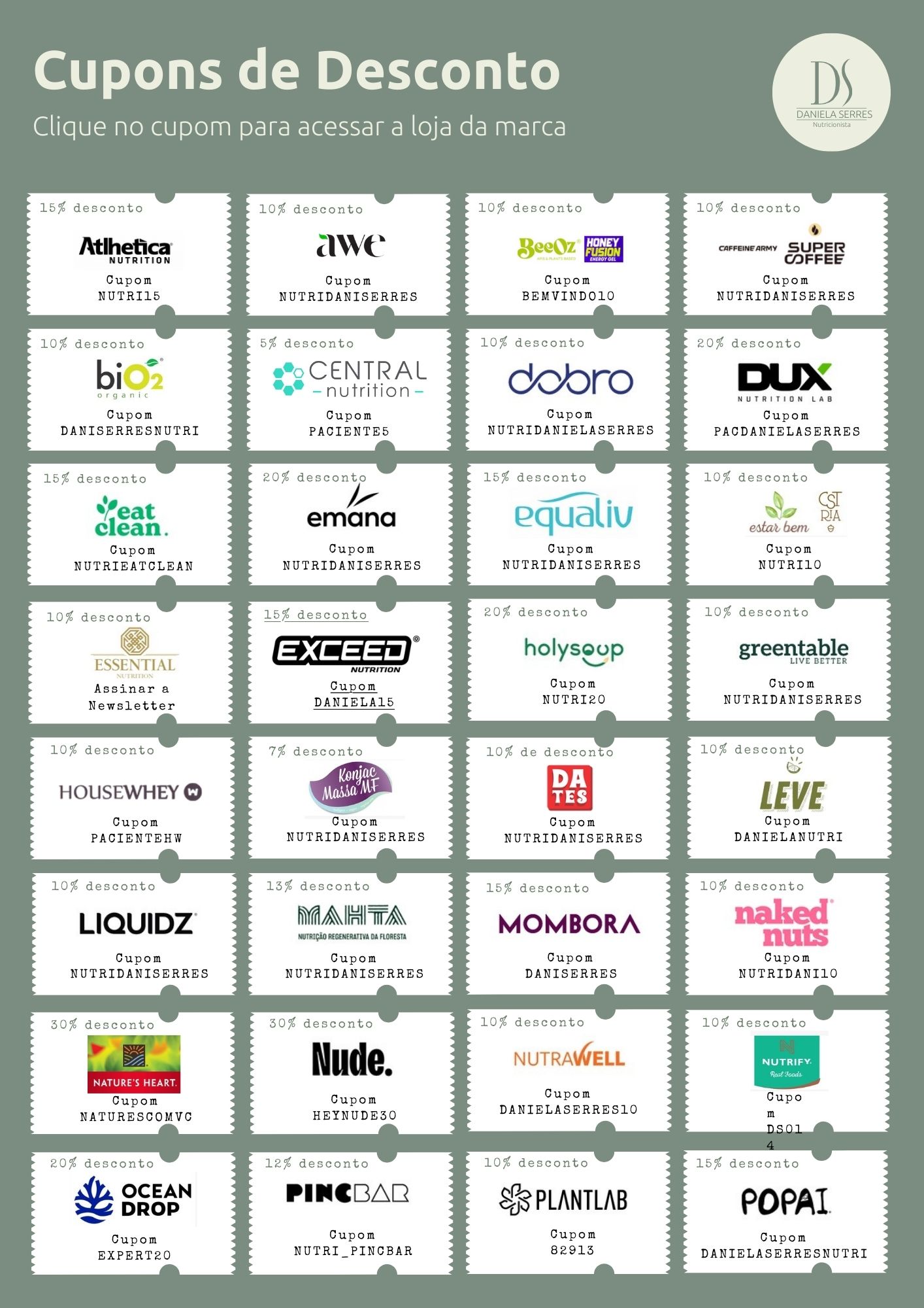 Página editável de cupom de descontos para nutricionistas - Daniela...