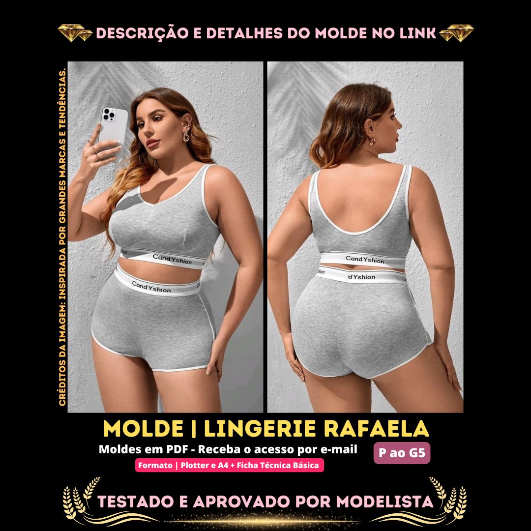 [Molde em PDF] - Lingerie Rafaela. ID 4473683 [P ao G5] - Empreen...