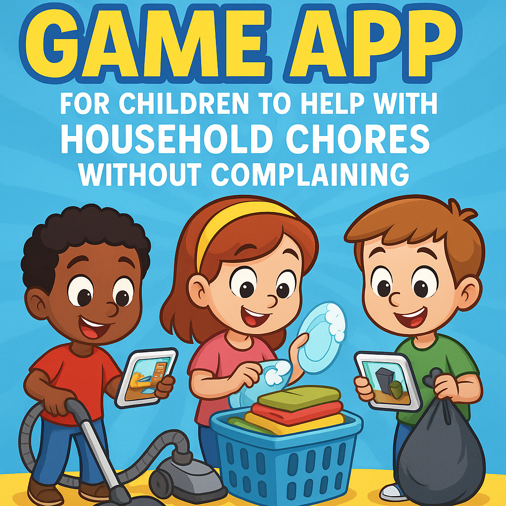 Interactive games app for children to help with household chores wi...
