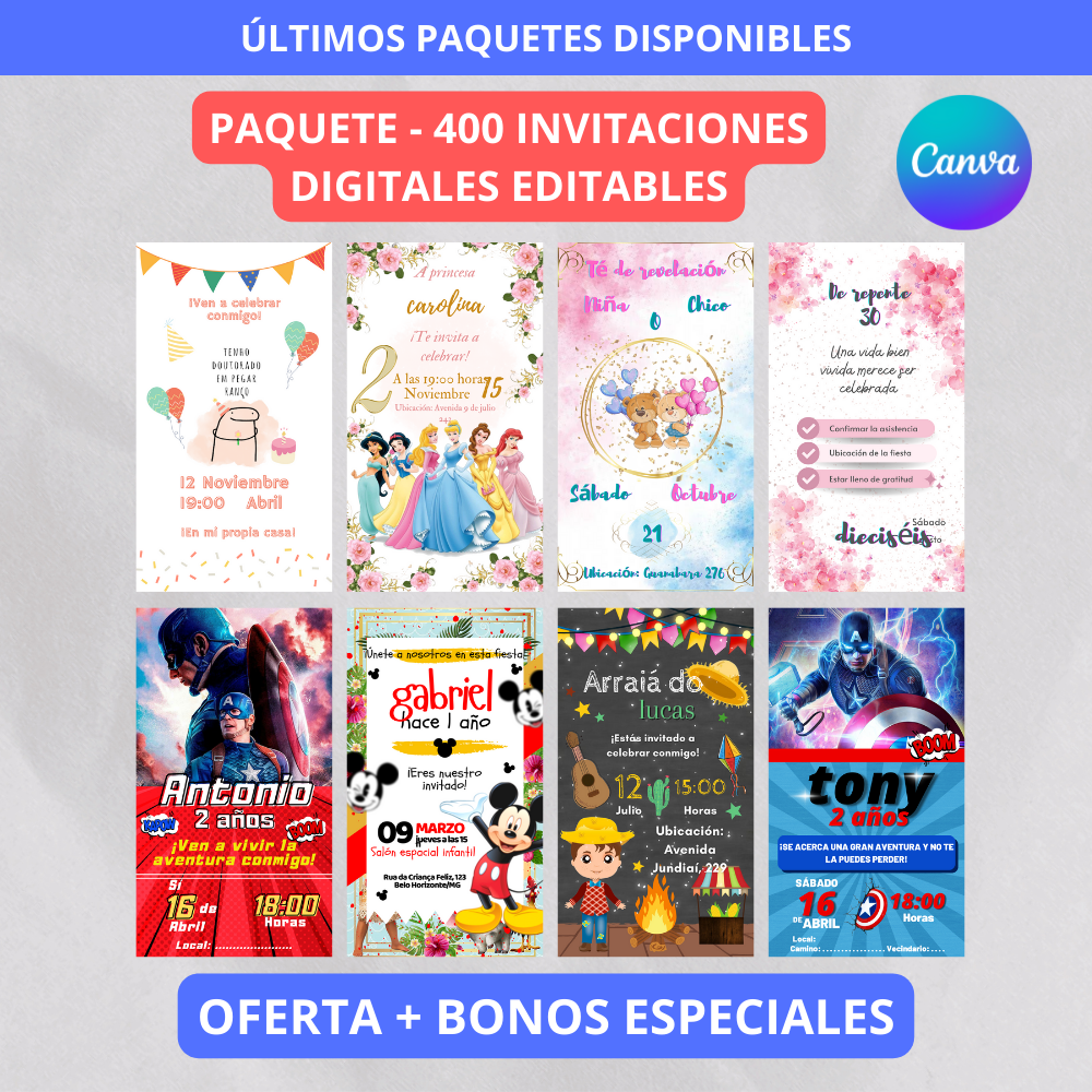 Paquete - Invitaciones editables Rentables - EDIMAR MENDES ALVES