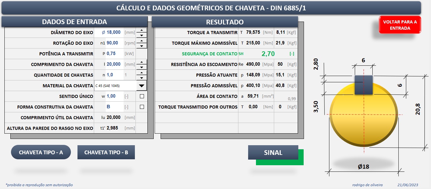 PLANILHA PARA CÁLCULO DE CHAVETAS - DIN6885/1 + Brinde - Rodrigo de...