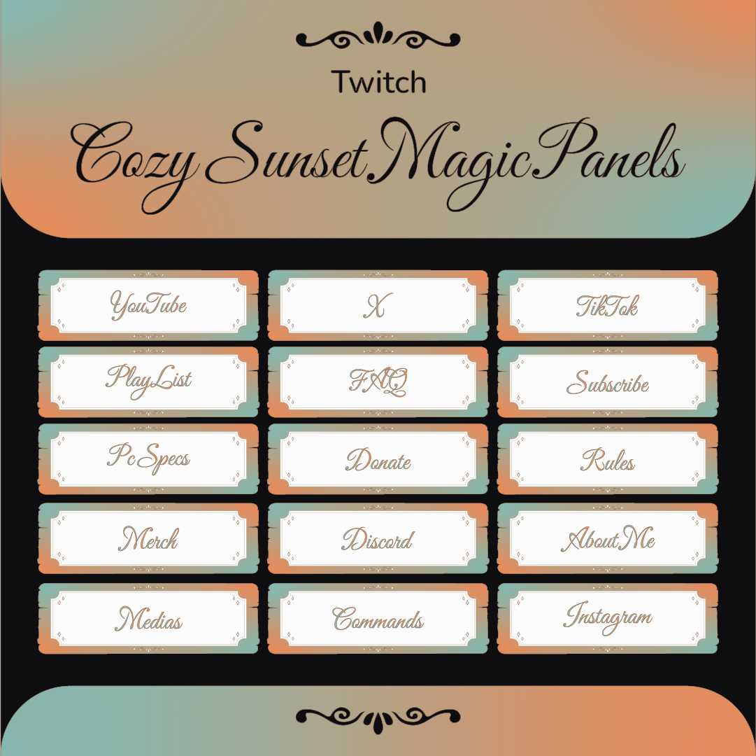 Twitch - Cozy Sunset Magic Panels - Jade Oliveira Designer | Hotmart