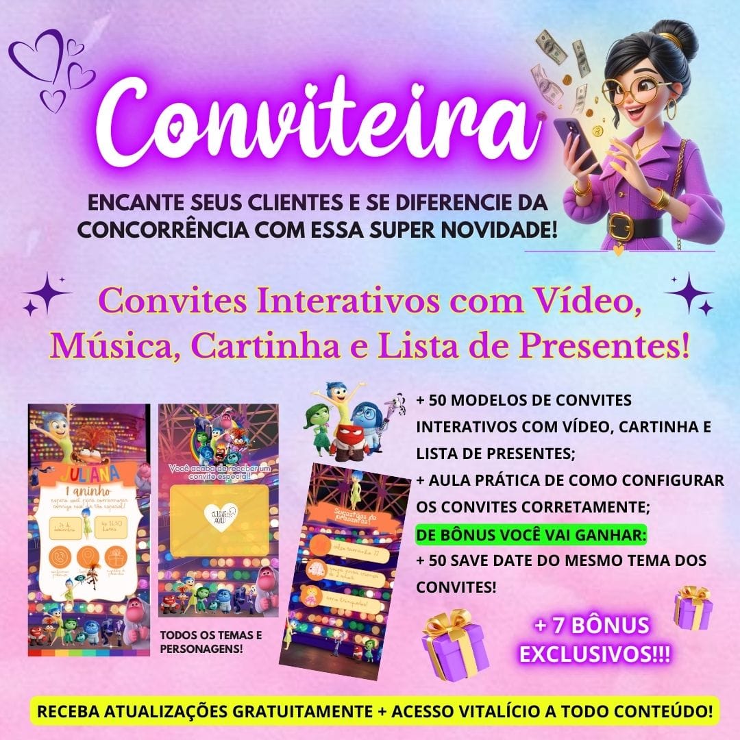 CONVITES ANIMADOS INTERATIVOS - COM CARTINHA, VÍDEO, MÚSICA E SUGES...