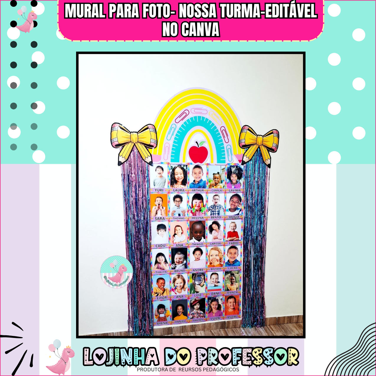 ️🏫 Mural “Nossa Turma 2026” – Volta às Aulas | Tema Lápis - Lojin...