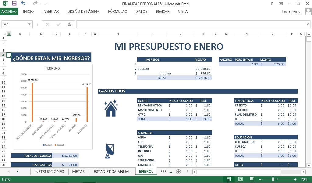 Plantilla Modificable de Finanzas Personales - Richard Junior Laya ...