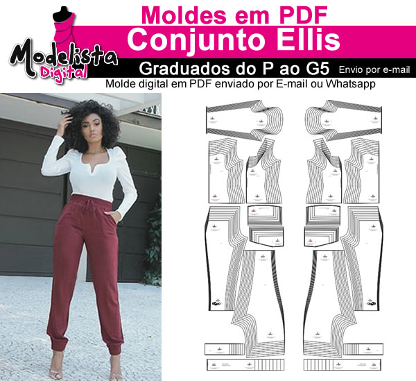 Molde em PDF Conjunto Ellis - Modelista Digital | Hotmart