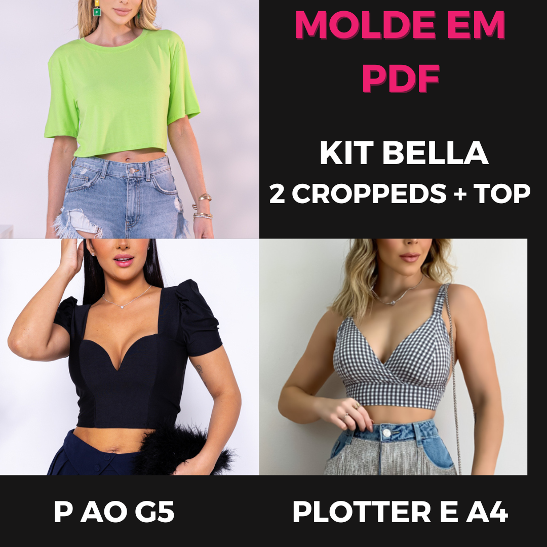 Molde em PDF - Kit Cropped Bella - Luma Avila. | Hotmart