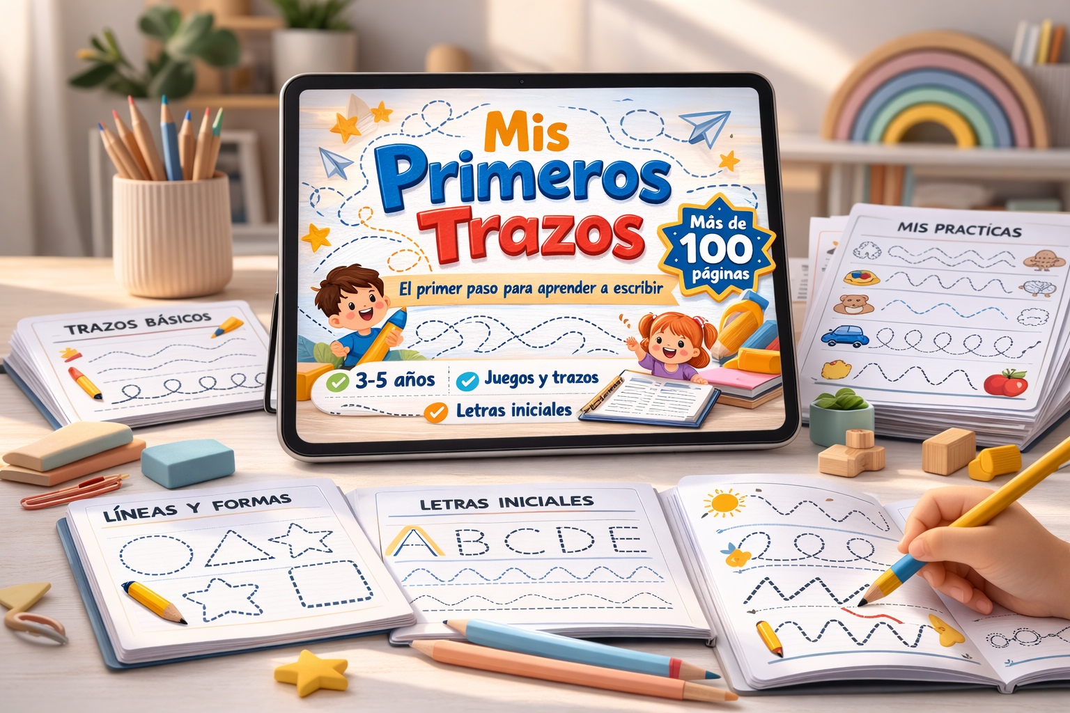 Mis Primeros Trazos – Cuaderno Imprimible de Motricidad Fina para N...