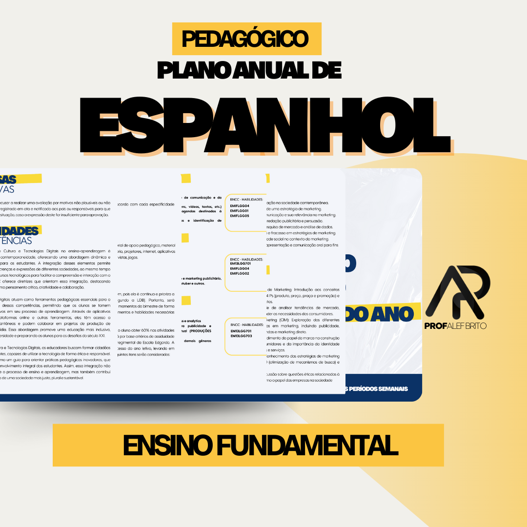 Plano Anual Espanhol Ensino Fundamental 6º Ao 9º Ano Prof 9397