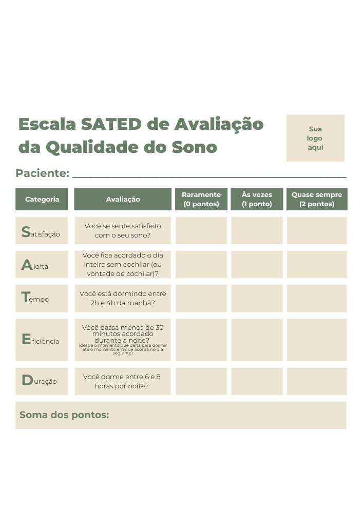 Escala SATED de Avaliação da Qualidade do Sono - Daniela Serres | H...