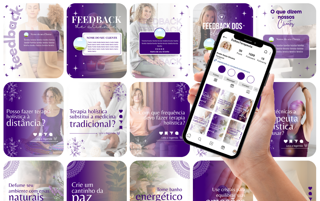 Pack Premium Terapia Holística - Instagram Profissional - Papelaria...