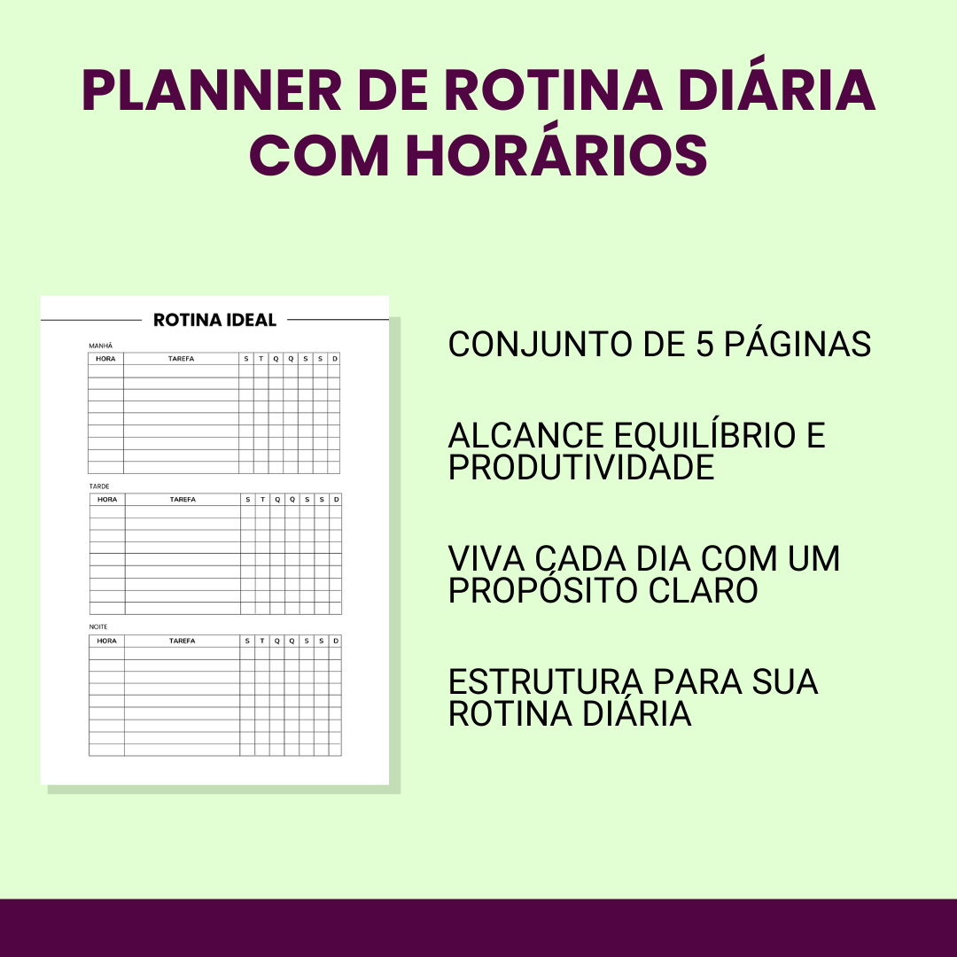 Planner de Rotina Diária com Horários
