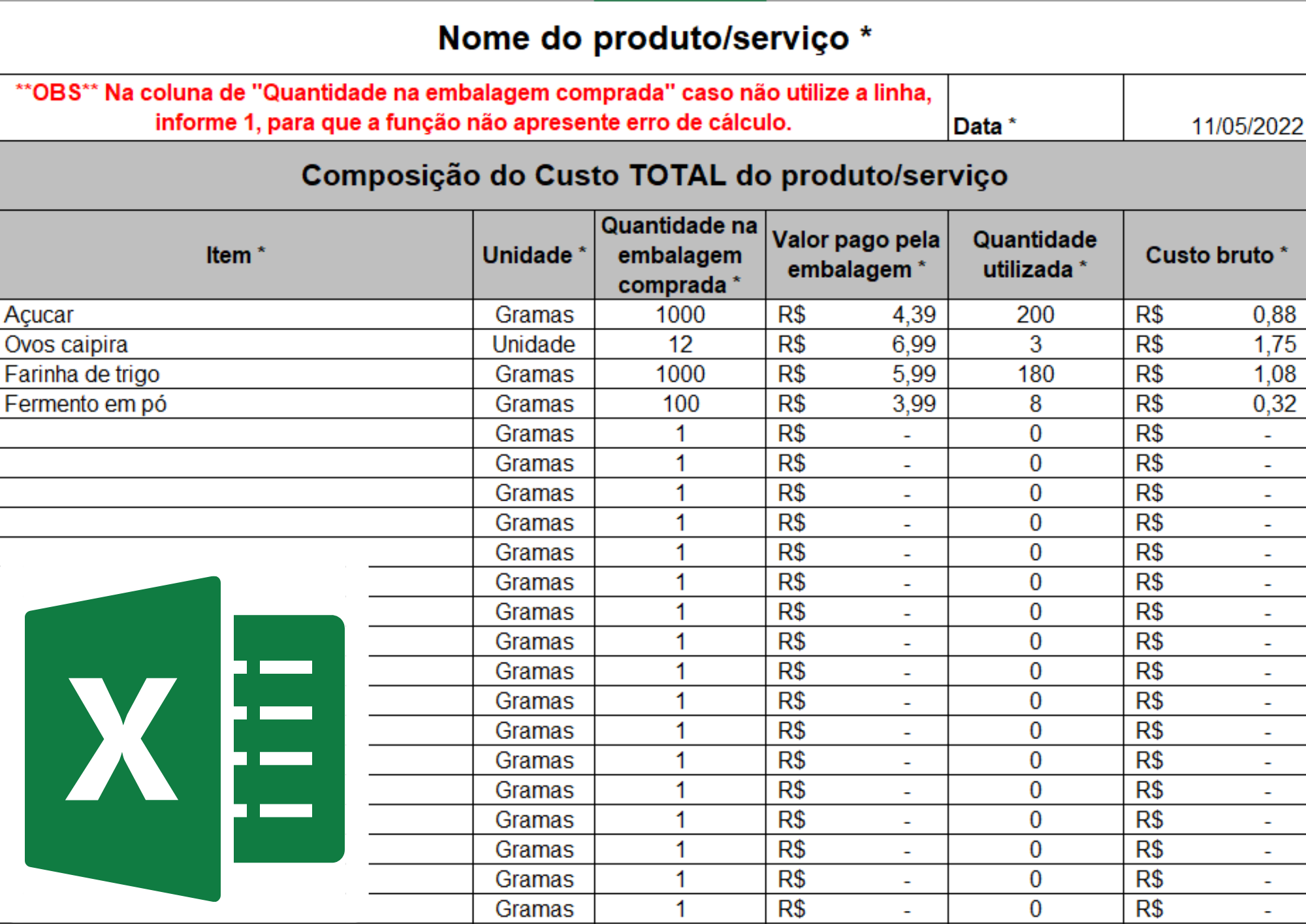 Planilha para precificação de produtos e serviços - Weslley Arthur ...