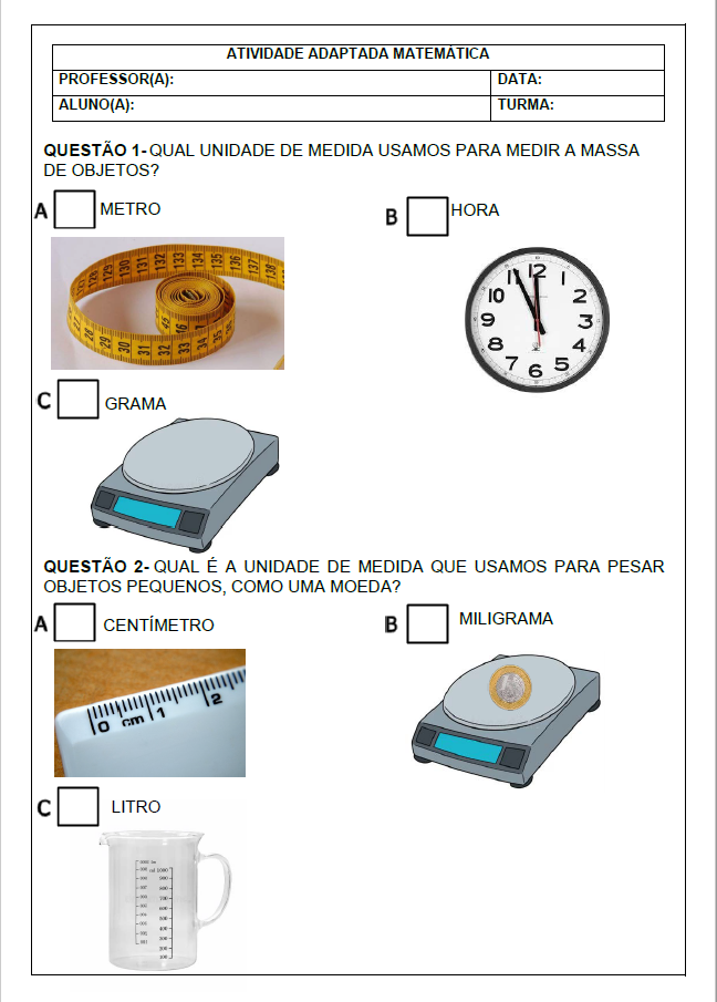 Atividade Adaptada Matemática-Medidas de Massa - Cantinho da Inclus...