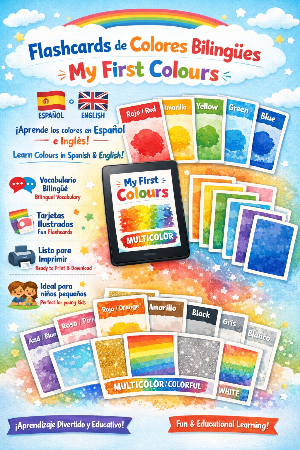 Bilingual Flashcards - My first colours formato liso - Cinthya Gudi...
