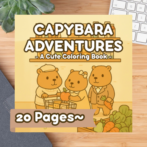 Capybara Digital Coloring Book "Cute Edition" (PDF) - 20 Pages to P...