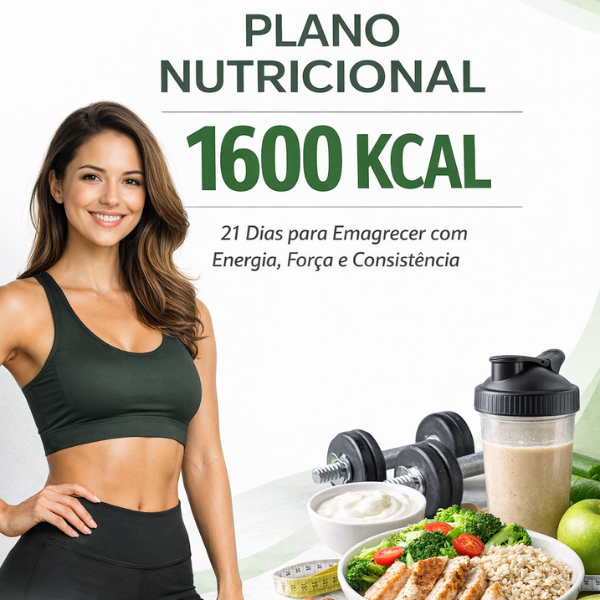 PLANO NUTRICIONAL 1600 KCAL-Emagrecimento com Energia e Preservação...