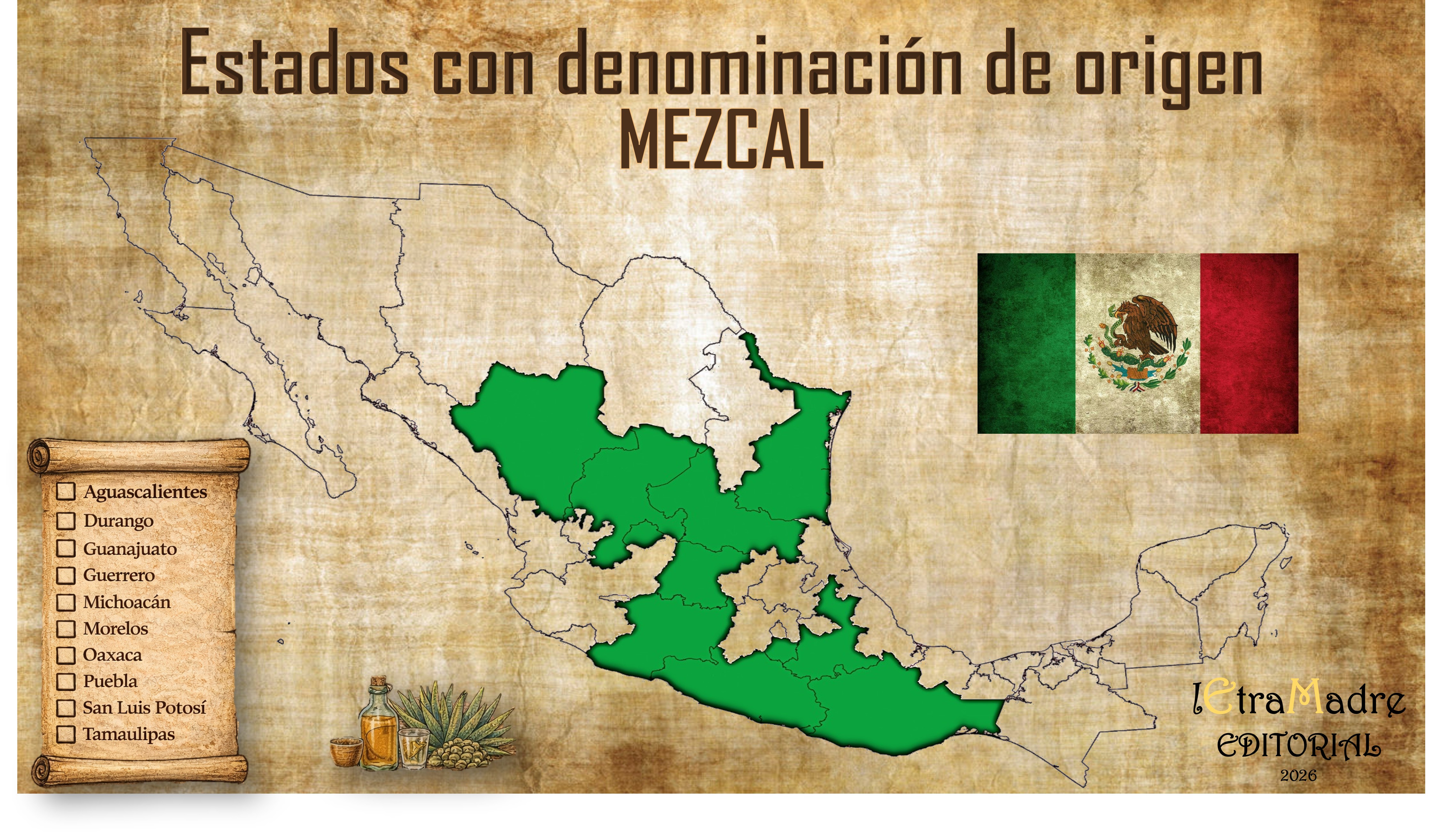 Mapa Denominación de Origen - Mezcal - Letra Madre Editorial | Hotmart