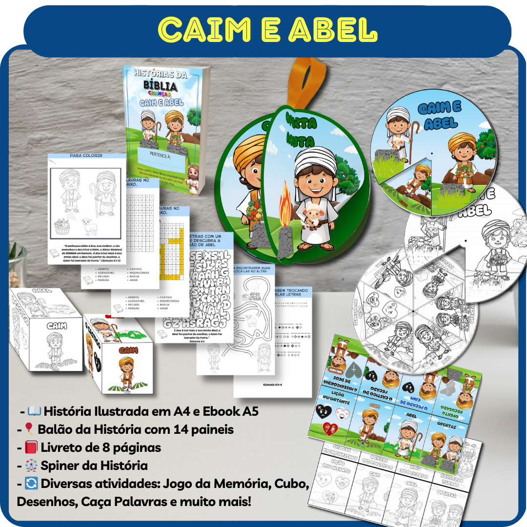 Kit Caim e Abel - Histórias da Bíblia para crianças - Lidia Costa ...