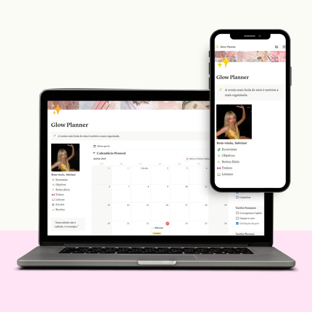Glow Planner | Notion - Julia dos Santos Ribeiro | Hotmart