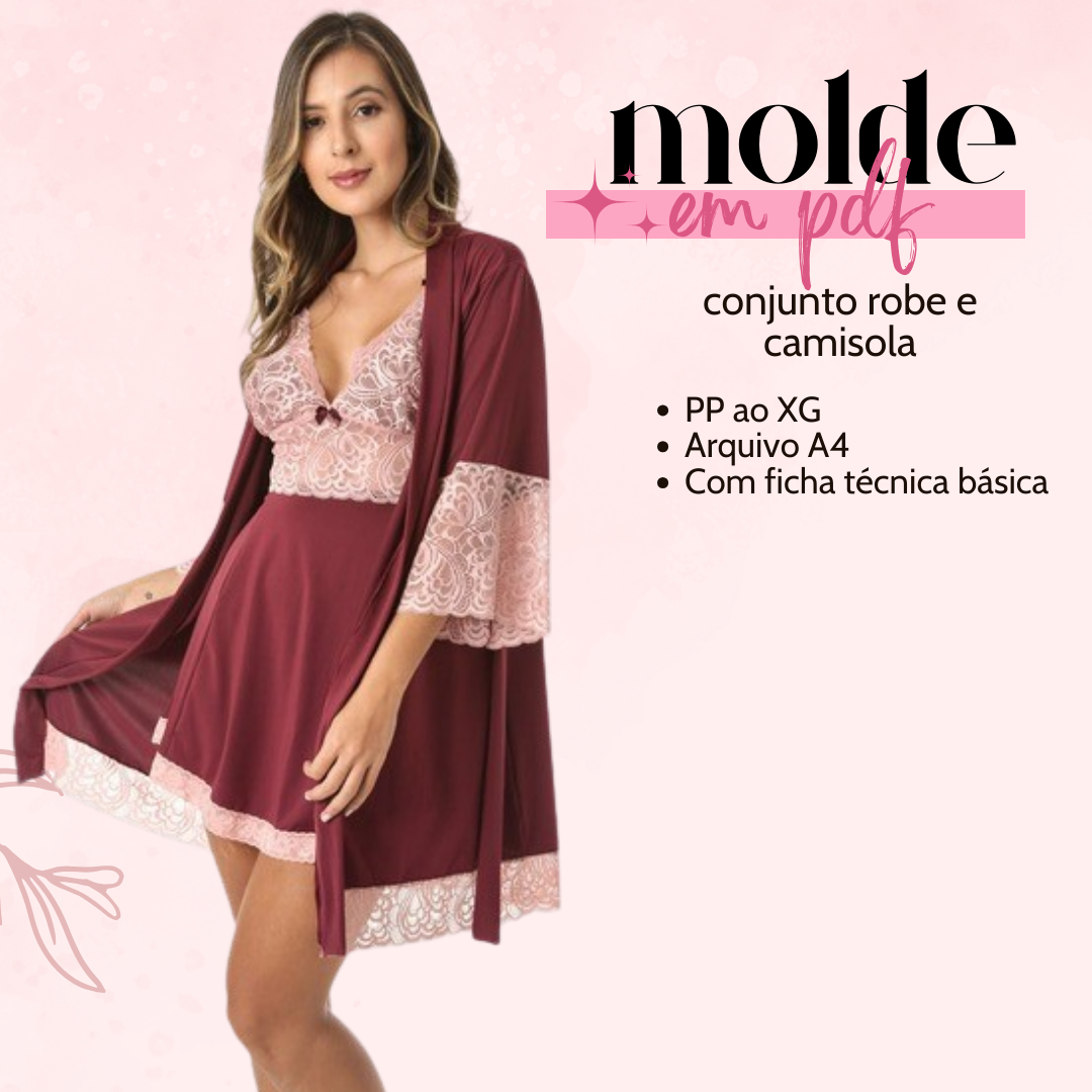 Molde conjunto robe e camisola - TALITA MOLDES | Hotmart