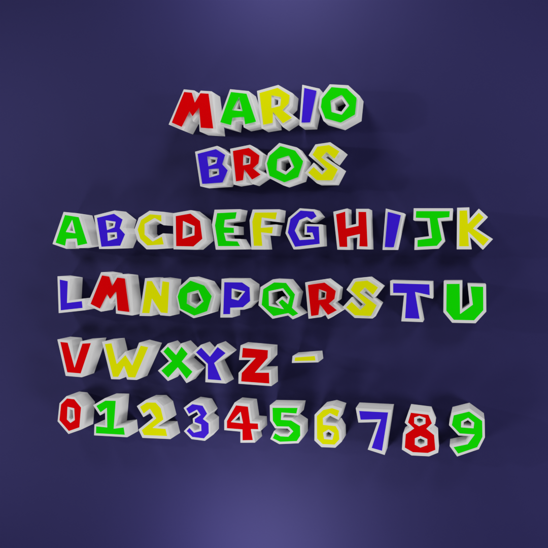 Letras y Números 3d - Font Mario Bros - papercraft lowpoly - luis...