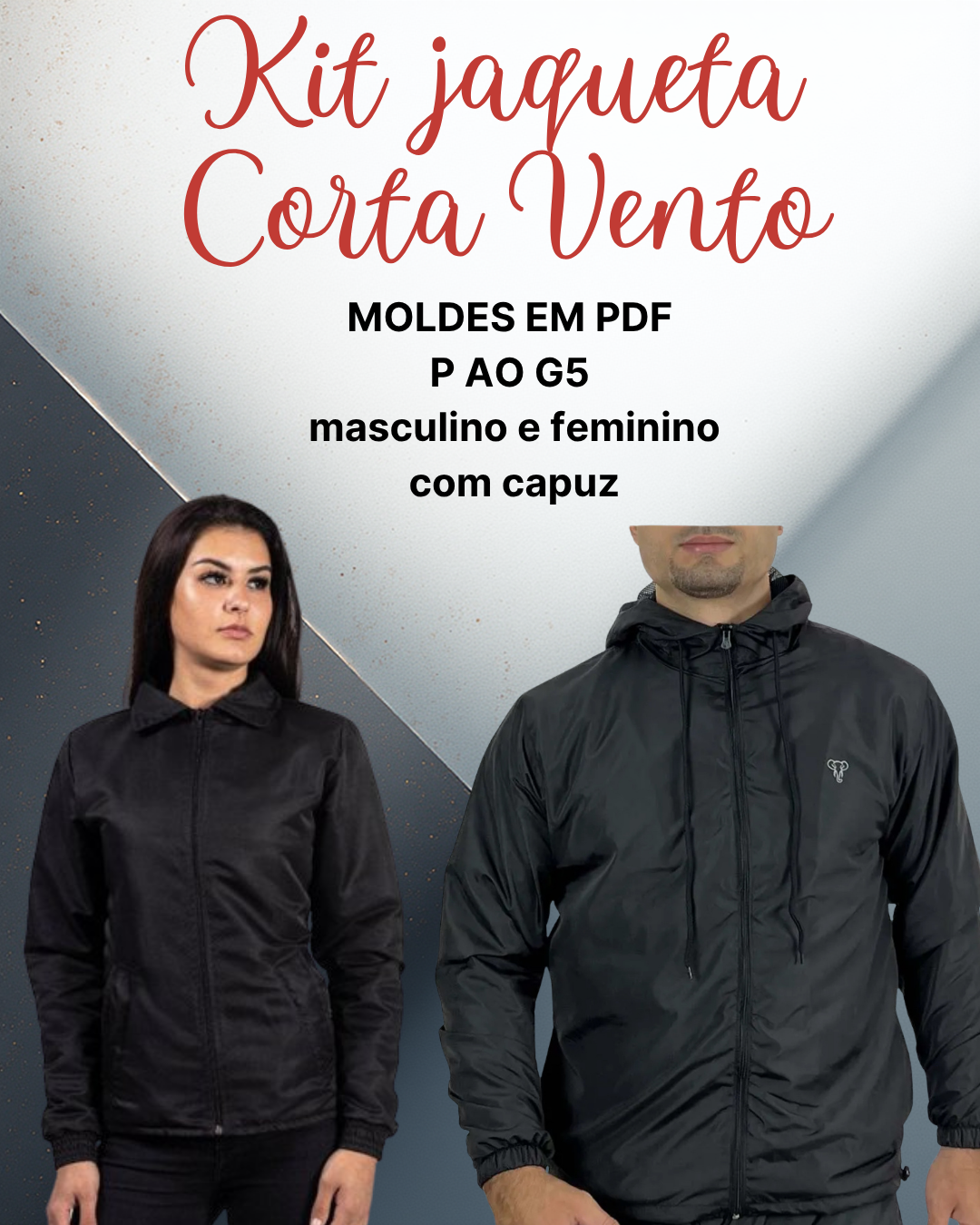 MOLDE EM PDF - KIT JAQUETA CORTA VENTO - Universo dos moldes | Ho...