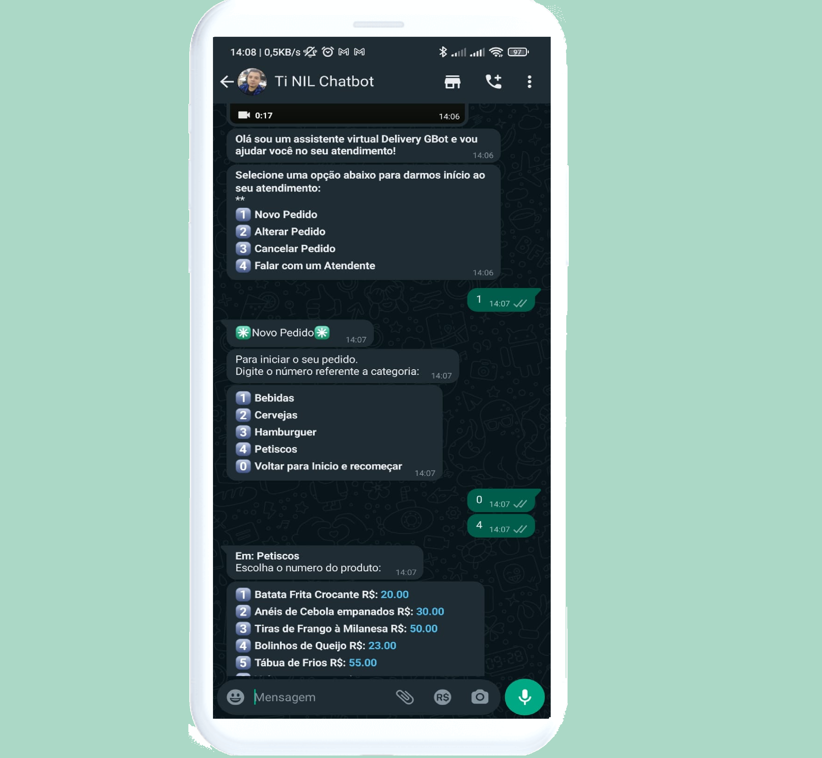 Chatbot de atendimento para Delivery no whatsapp - Nil Alisson Alve...