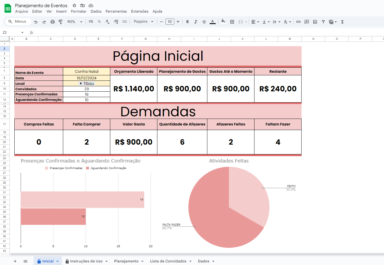 Planilha de Planejamento de Eventos - Líllian Nikole Bezerra Régis ...
