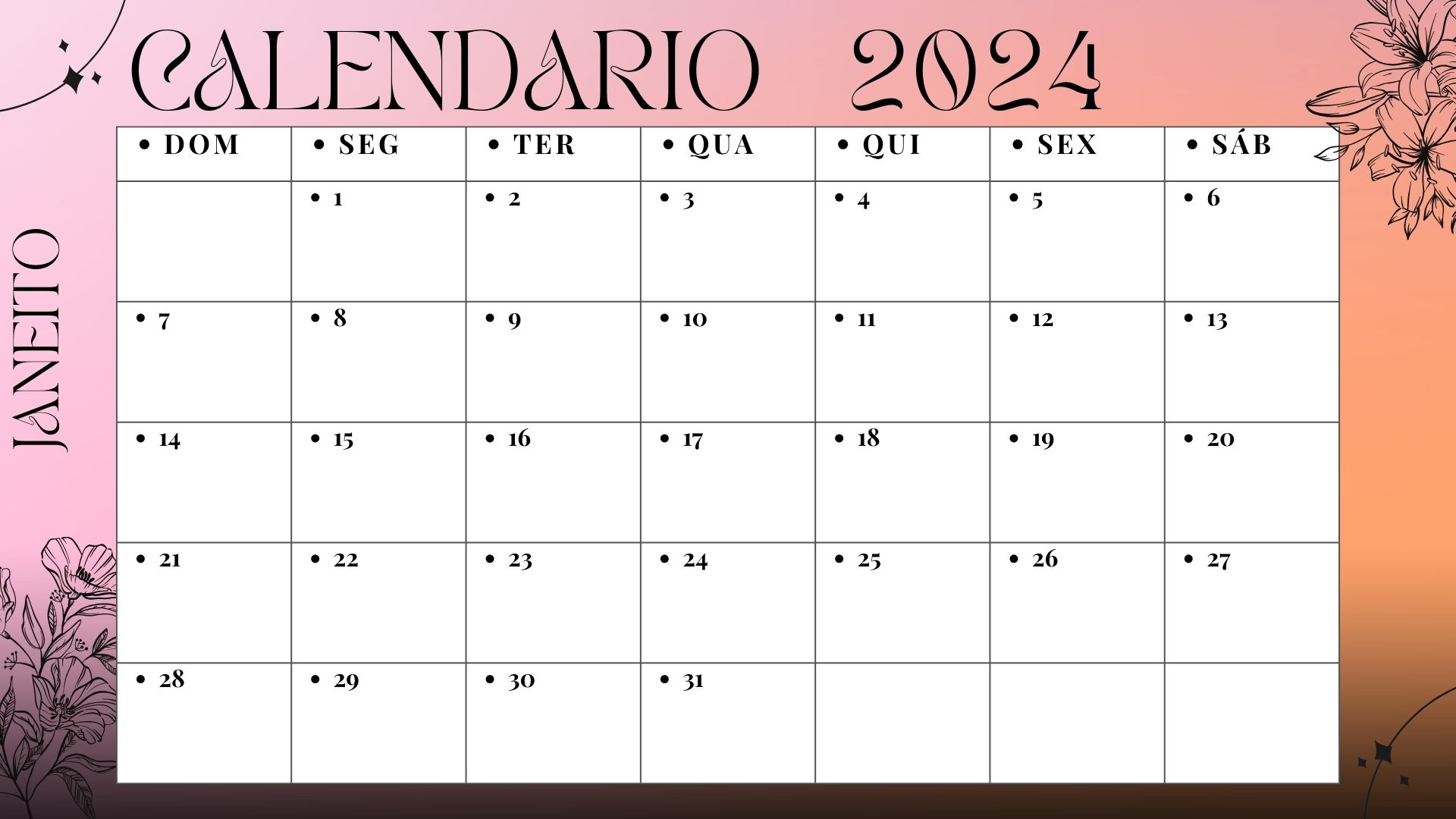 Pack do canva.12 templates calendario para planner 2024 - Isadora N...