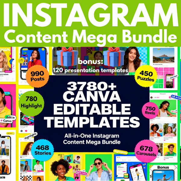 The Ultimate Instagram Mega Bundle – 3,786 Editable Canva Templates...
