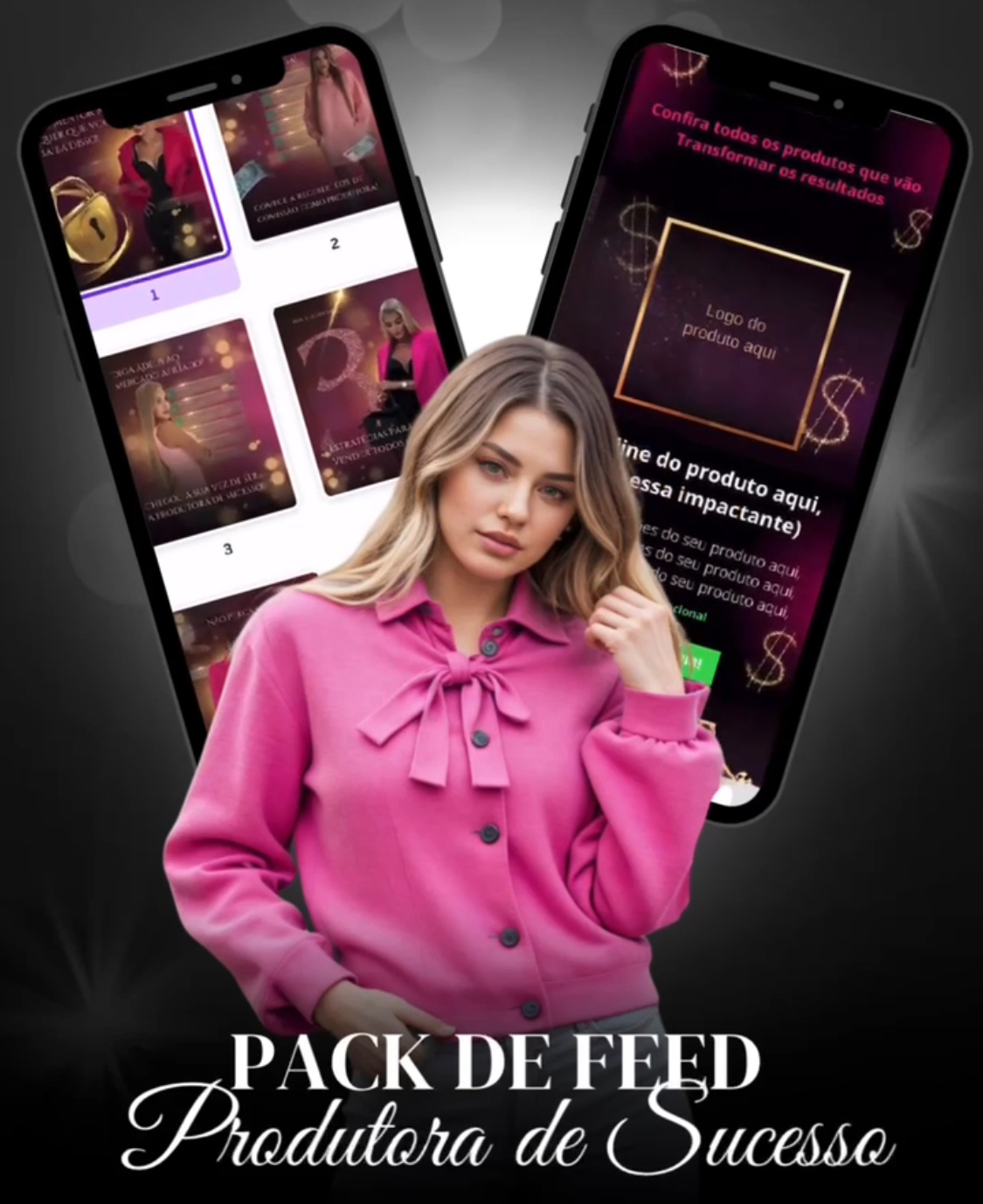 PACK DE FEED PRODUTORA DE SUCESSO PINK - PLR - Marília Trindade Ver...